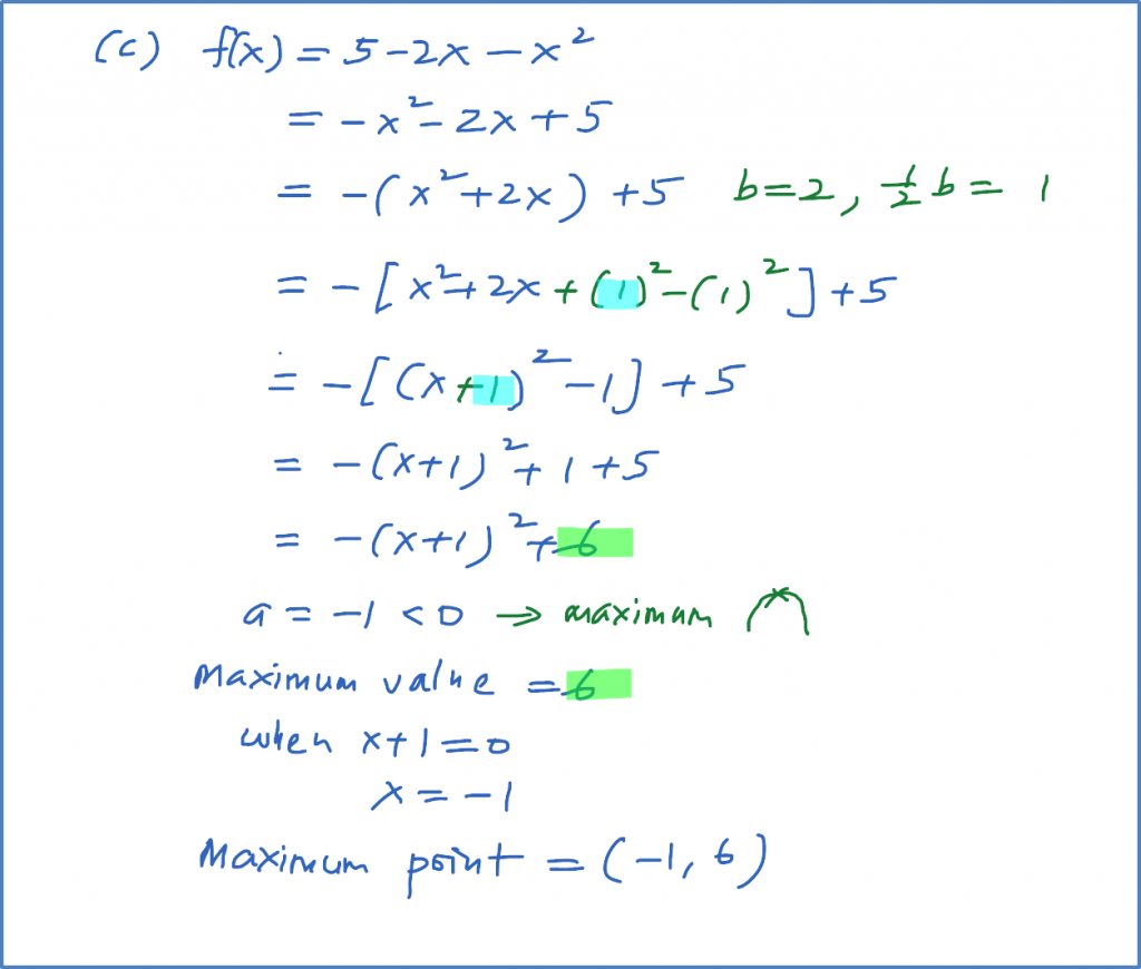 2.10.2a Example 1 : Finding the Maximum and Minimum points of Quadratic Function using ...