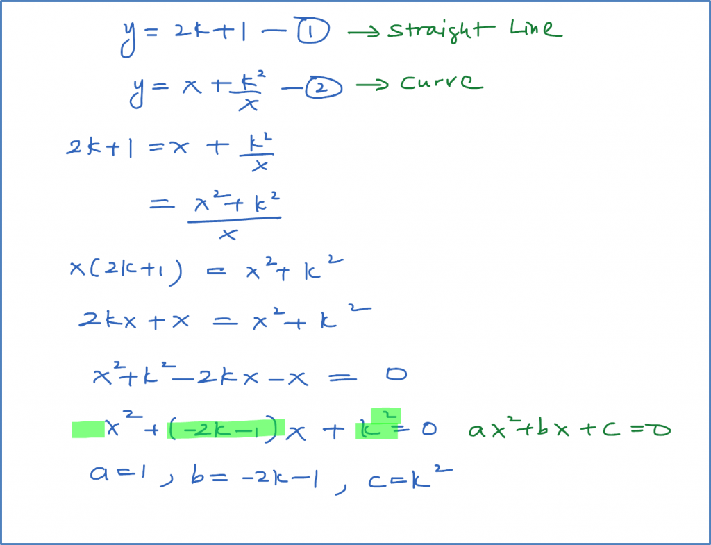 2.9.2 Example 2 (Straight Line intersect the curve at two distinct points) - SPM Additional ...