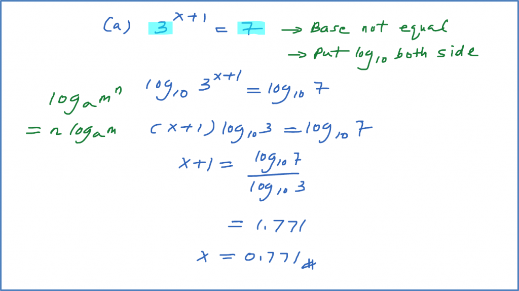 4.3.5 Example 5 (Unequal Base - put log both side) - SPM Additional Mathematics